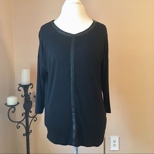 Kenar | Tops | Kenar Black Tunic With Faux Leather Trim Detail | Poshmark